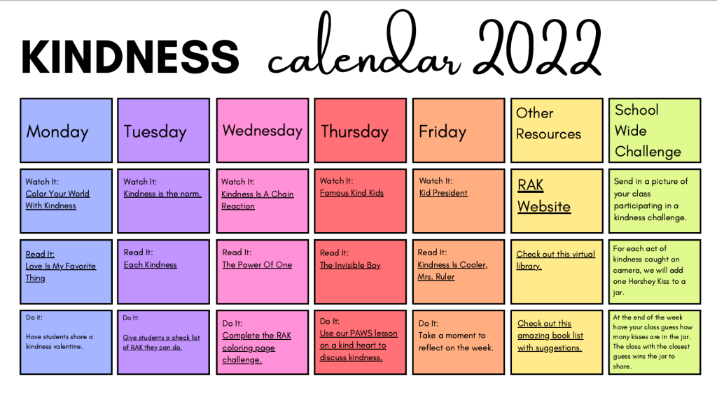 Kindness Challenges – Pawsitive School Counselor