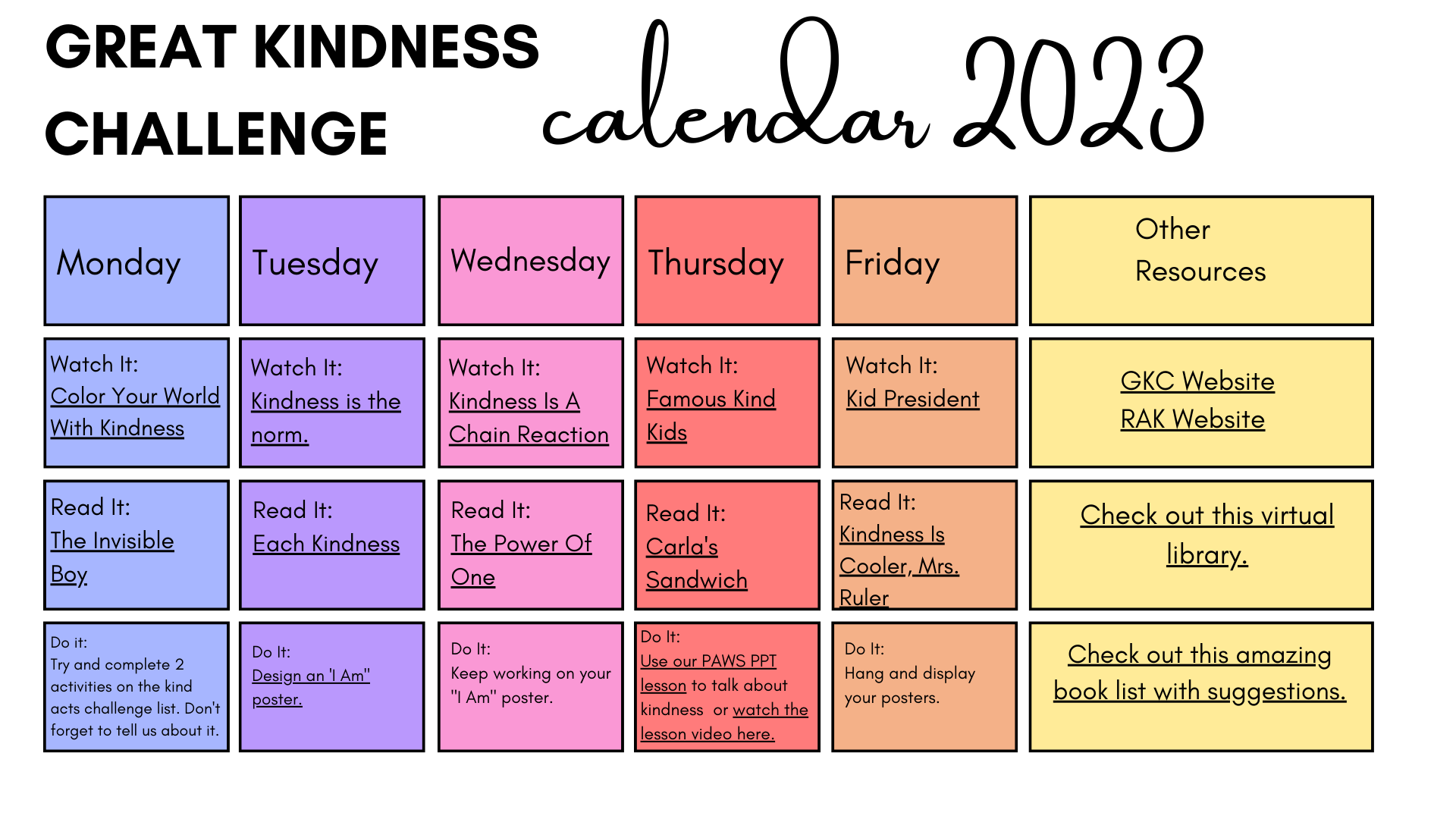 Kindness Challenges – Pawsitive School Counselor
